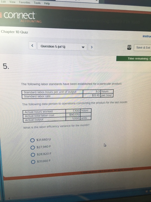Solved The following labor standards have been established | Chegg.com