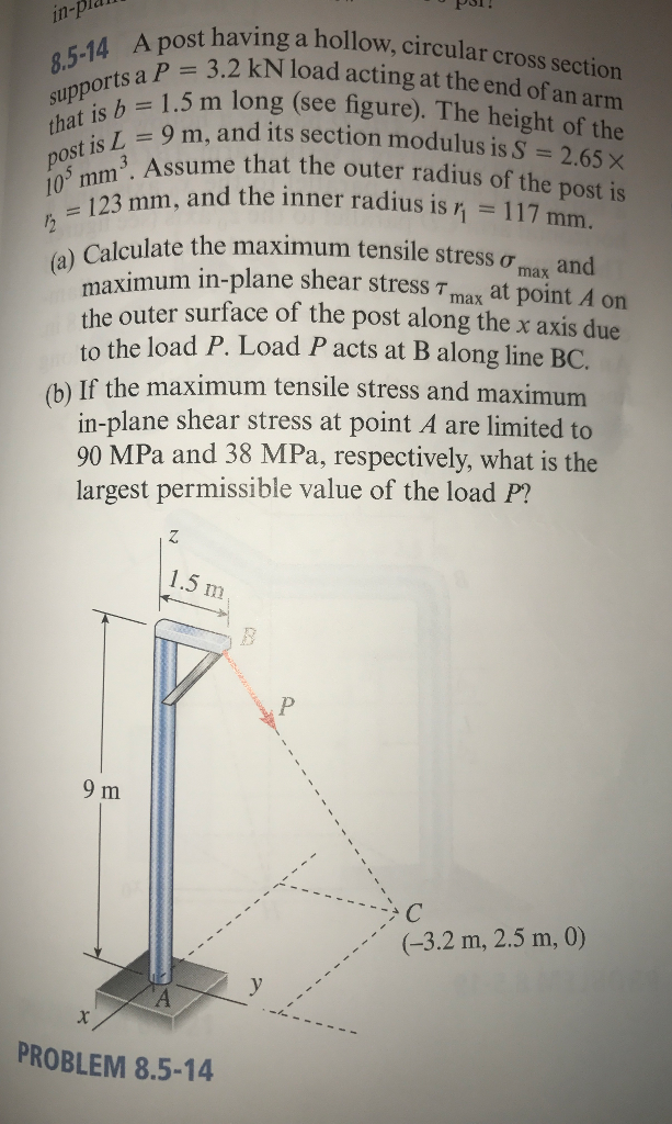A post having a hollow, circular cross section | Chegg.com