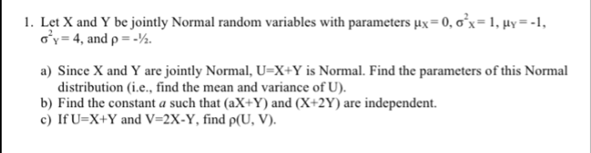 Solved Let X and Y be jointly Normal random variables with | Chegg.com