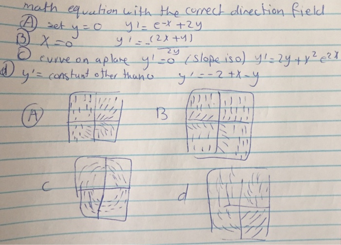 Solved Math equation with the correct direction field A) | Chegg.com