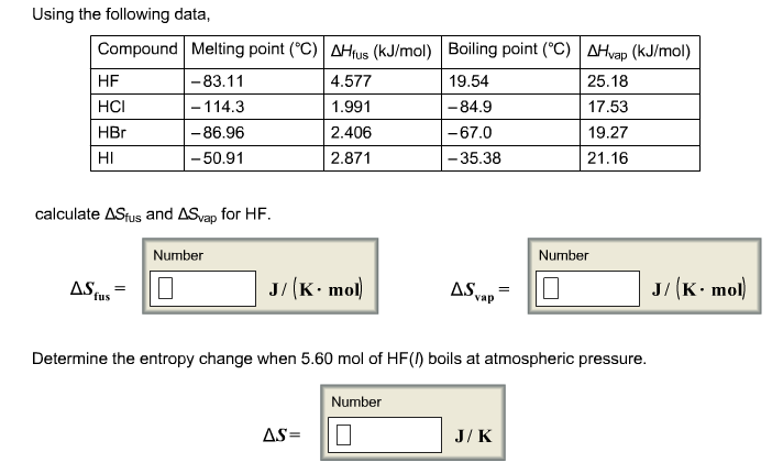 Solved Using the following data, calculate delta S_fus and | Chegg.com