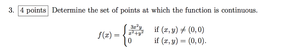 Solved Determine the set of points at which the function is | Chegg.com