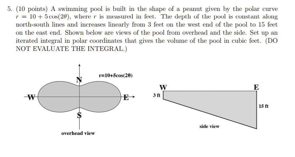 Solved 5. (10 points) A swimming pool is built in the shape | Chegg.com