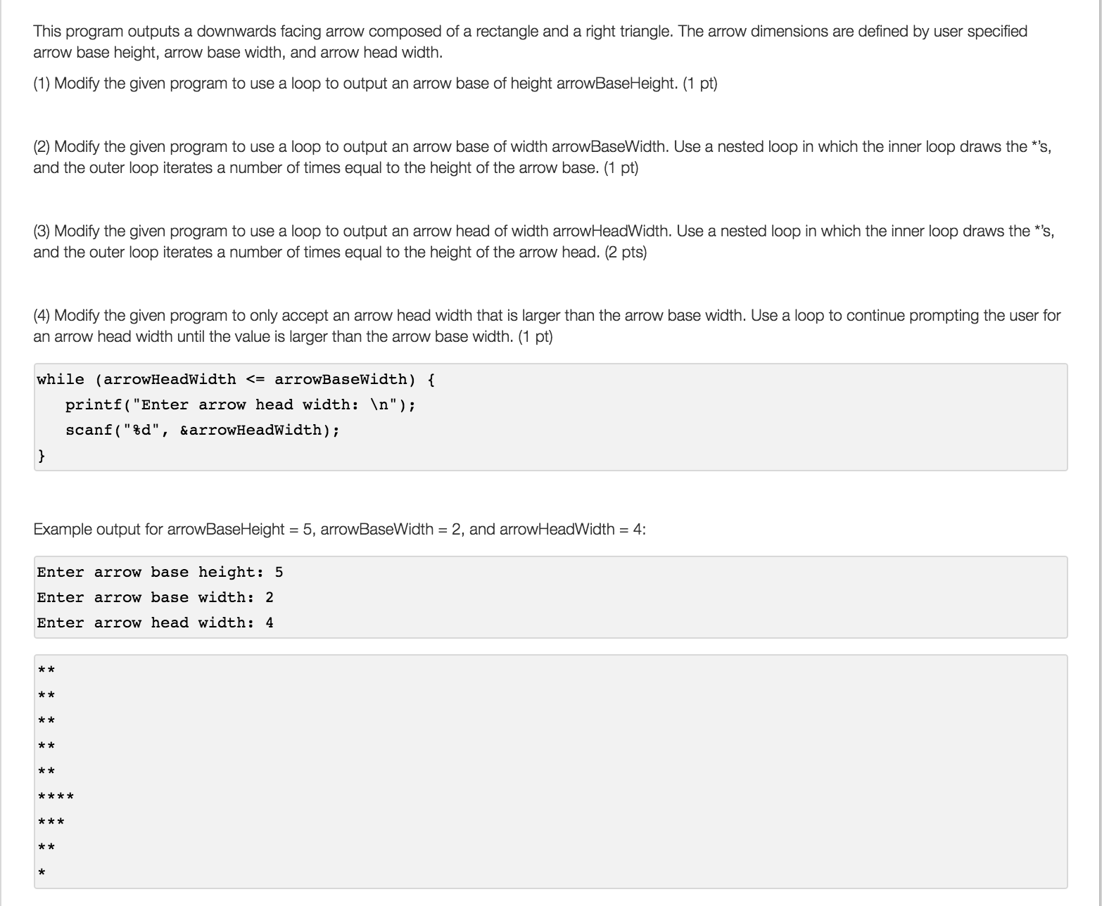 Solved: C Language This program outputs a downwards facing Solved: C Language This program outputs a downwards facing
