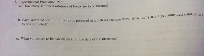 Solved Experimental Procedure. Part C How many saturated | Chegg.com