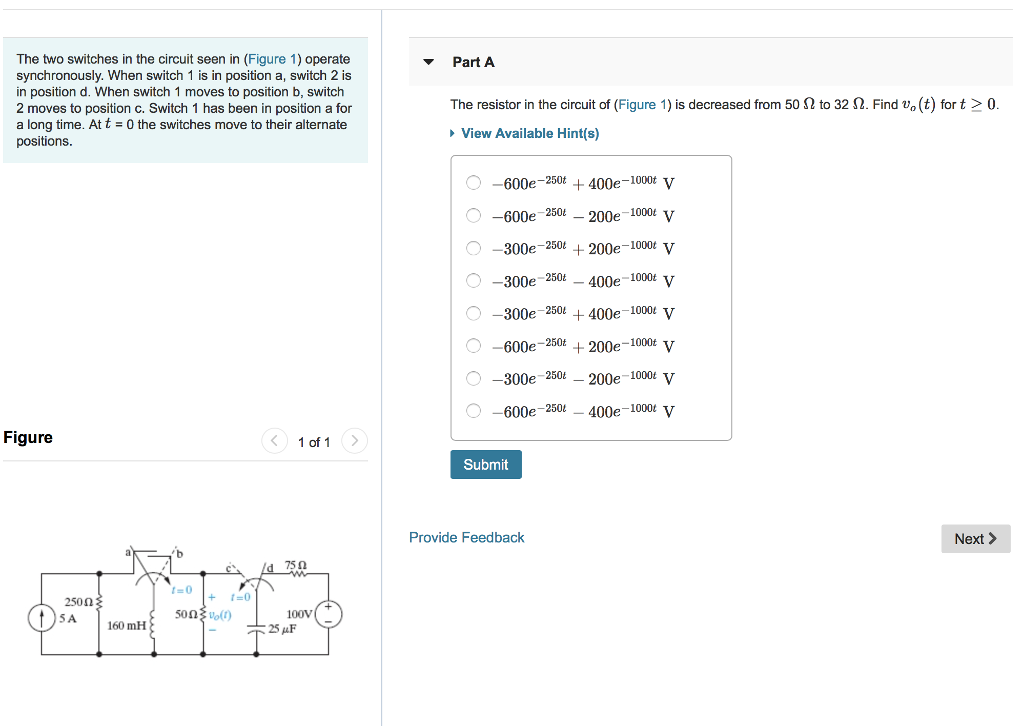 Solved The two switches in the circuit seen in (Figure 1) | Chegg.com