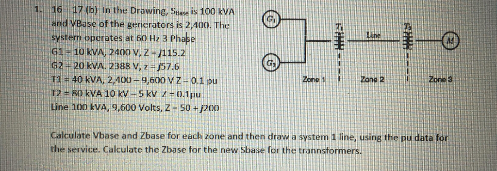 Solved Drawing, SBase is 100 kVA e generators perates at 60 | Chegg.com