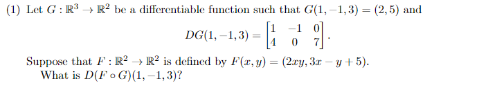 Solved Let G: R^3 rightarrow R^2 be a differ function such | Chegg.com