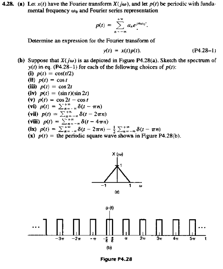 Solved 4 28 A Let X T Have The Fourier Transform X Jw