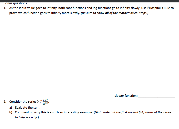 Solved Bonus questions: As the input value goes to infinity, | Chegg.com