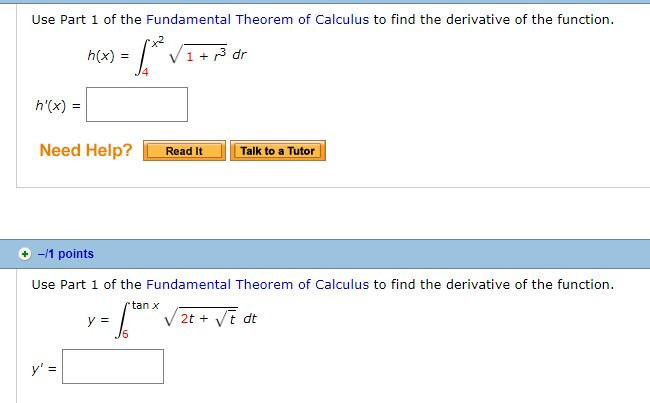 Solved Use Part 1 of the Fundamental Theorem of Calculus to | Chegg.com