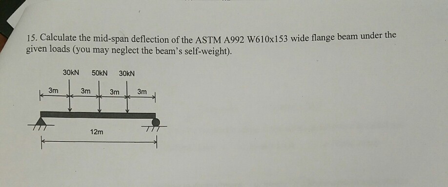 Solved 15 Calculate The Mid Span Deflection Ofthe Astm A992