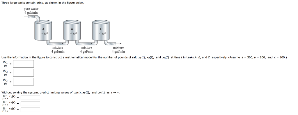 Solved Three large tanks contain brine, as shown in the | Chegg.com