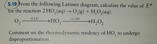 Solved 5.19 From the following Latimer diagram, calculate | Chegg.com