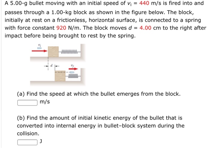 Solved A 5.00-g bullet moving with an initial speed of v i = | Chegg.com