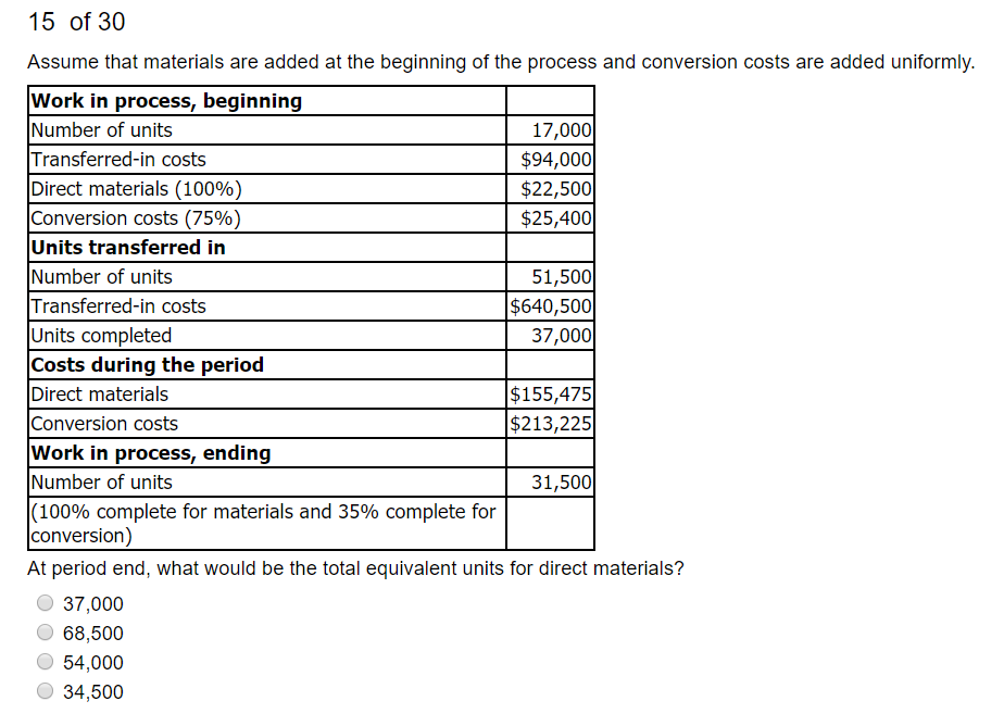 Solved Assume that materials are added at the beginning of | Chegg.com