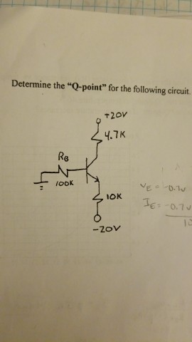 Solved Determine the "Q-point" for the following circuit. | Chegg.com