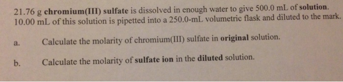 Solved Chromium(III) sulfate is dissolved in enough water to | Chegg.com