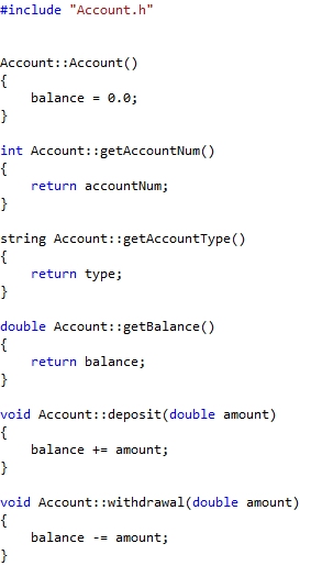 Solved C++ Inheritance / Bank Account MAIN.CPP | Chegg.com