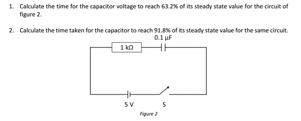 Solved Calculate the time for the capacitor voltage to reach | Chegg.com