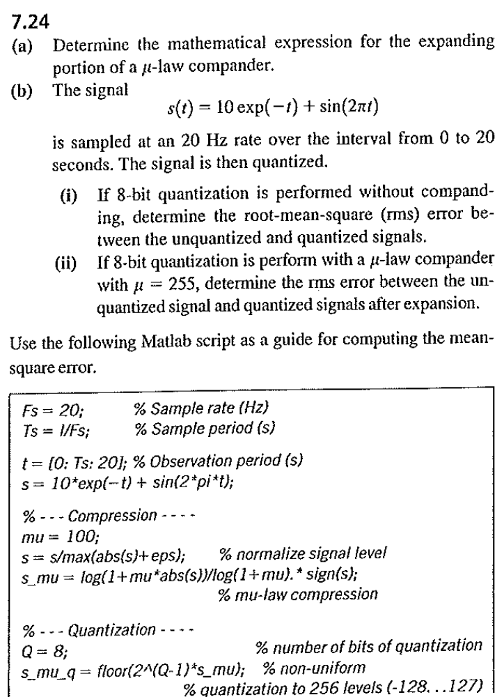 Solved 7.24 (a) Determine the mathematical expression for | Chegg.com
