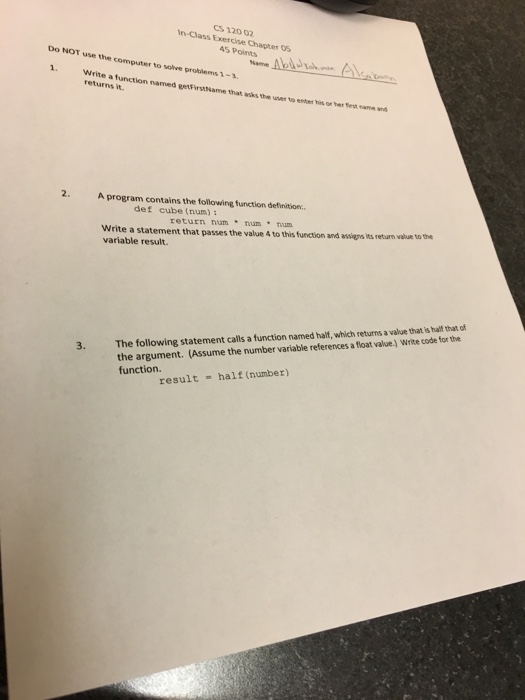 Solved Write a function named getFirstName that asks the | Chegg.com