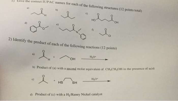 Solved Give the correct IUPAC names for each of the | Chegg.com