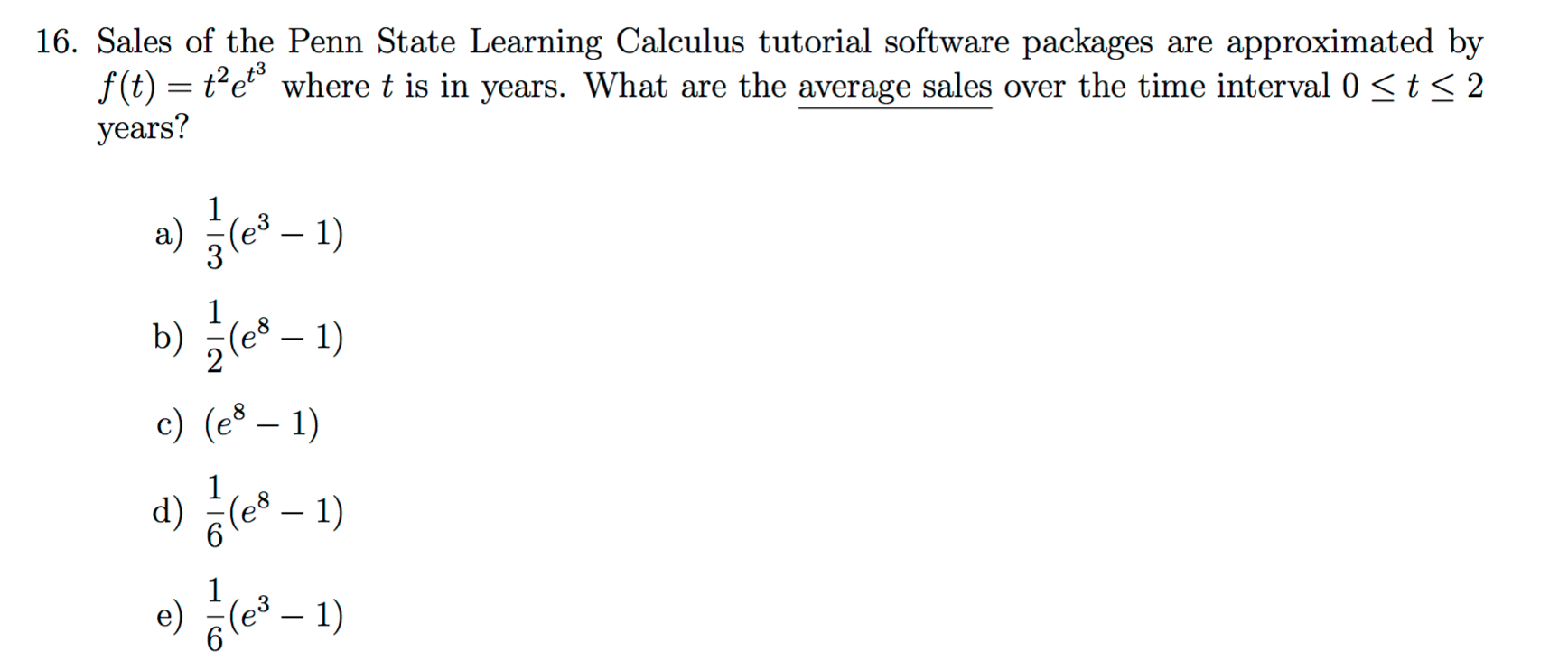 Solved Sales of the Penn State Learning Calculus tutorial | Chegg.com