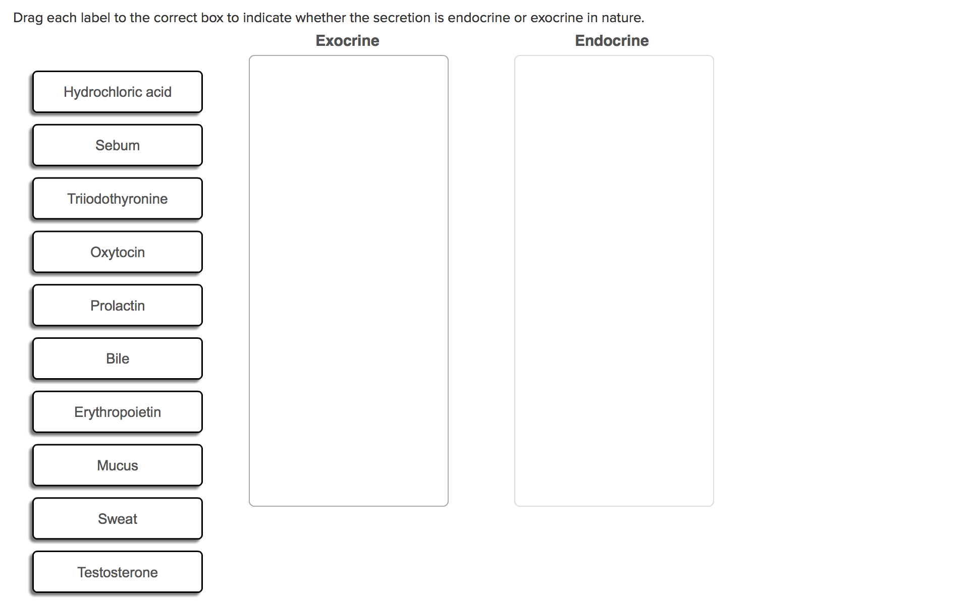Solved Drag each label to the correct box to indicate | Chegg.com