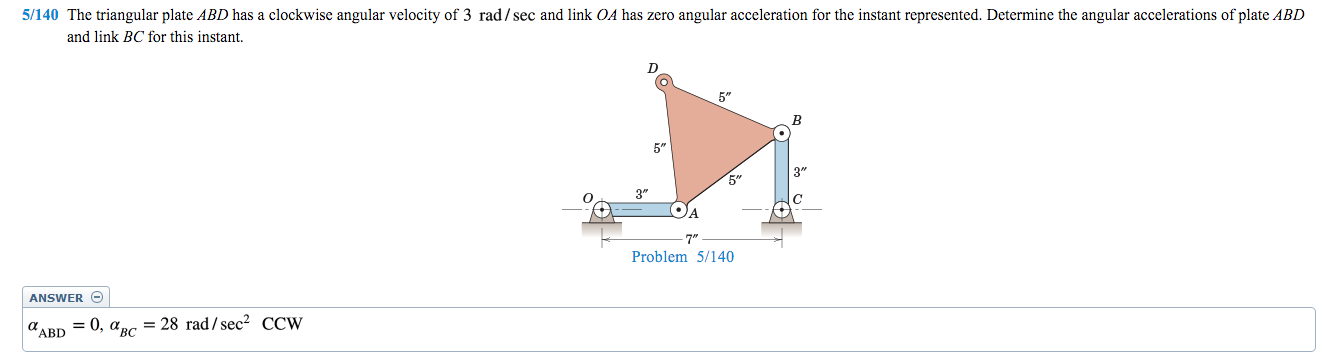 Solved The triangular plate ABD has a clockwise angular | Chegg.com