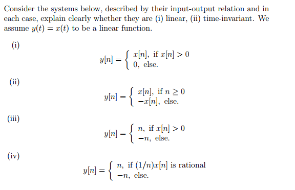Solved Consider the systems below, described by their | Chegg.com