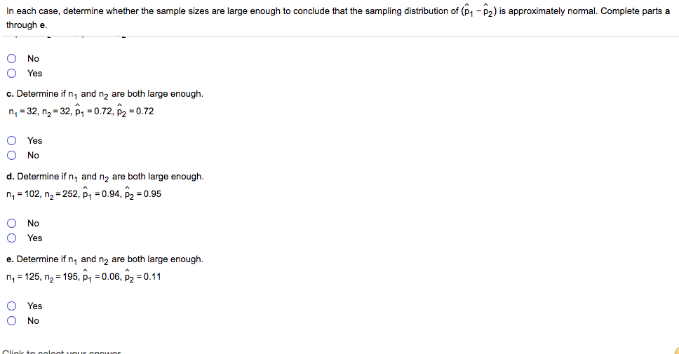 Solved In each case, determine whether the sample sizes are | Chegg.com