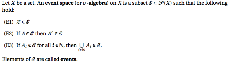 Solved Let X be a set. An event space (or o-algebra) on X is | Chegg.com