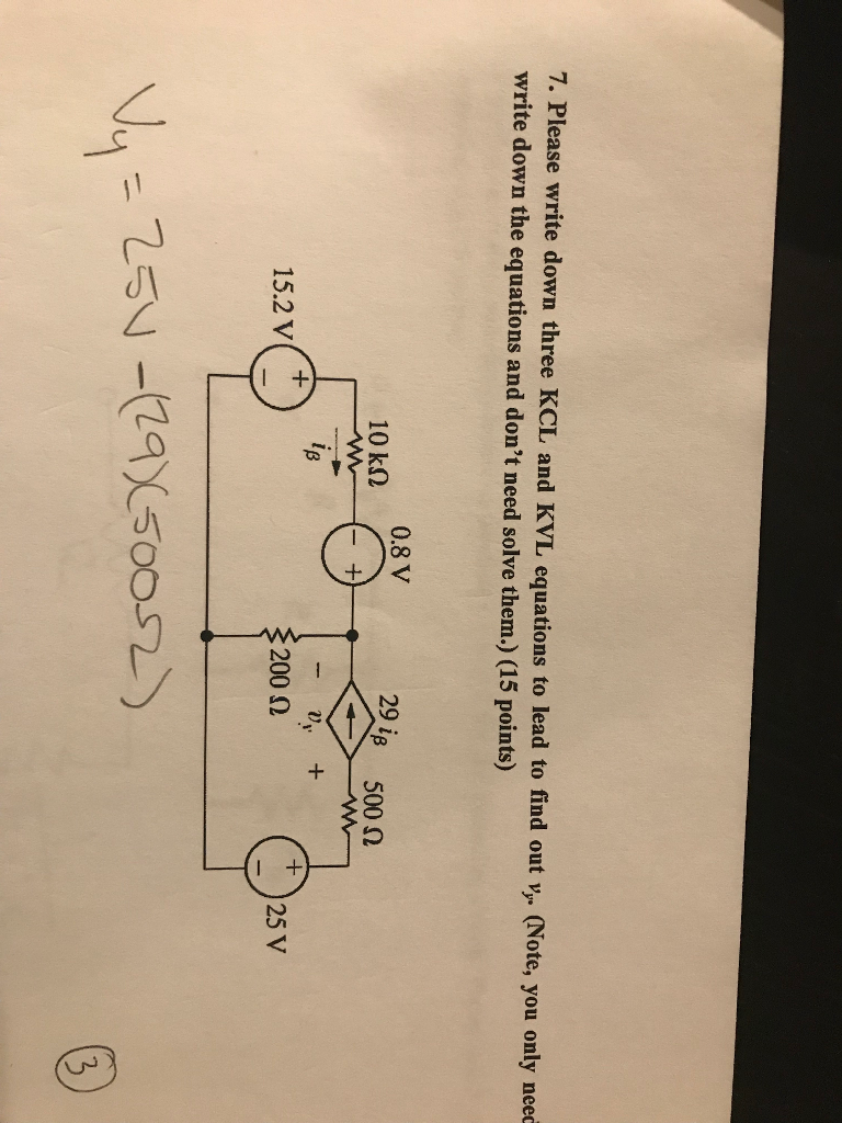 Solved 7. Please write down three KCL and KVL equations to | Chegg.com Solved 7. Please write down three KCL and KVL equations to | Chegg.com