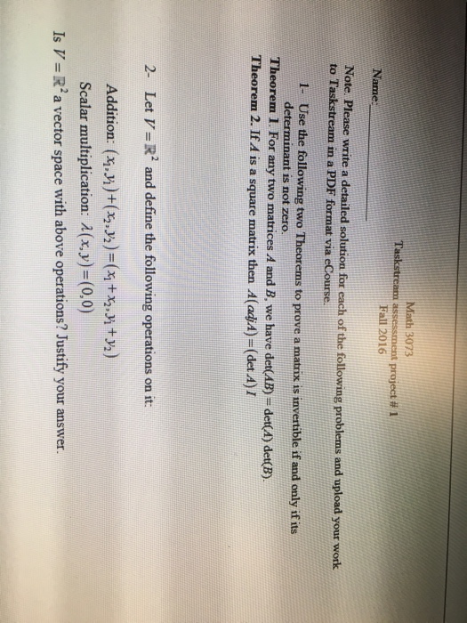 Solved Use the following two Theorems to prove a matrix is | Chegg.com