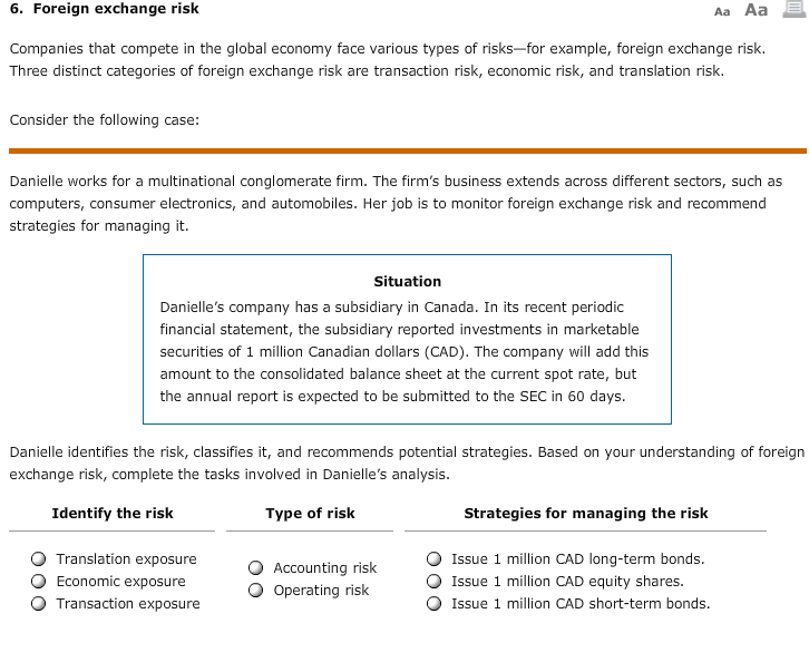 Solved Foreign exchange risk Companies that compete in the | Chegg.com