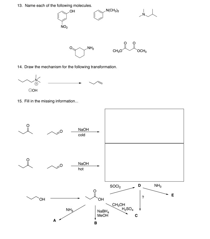 Solved 13. Name each of the following molecules N(CH3)2 NO2 | Chegg.com