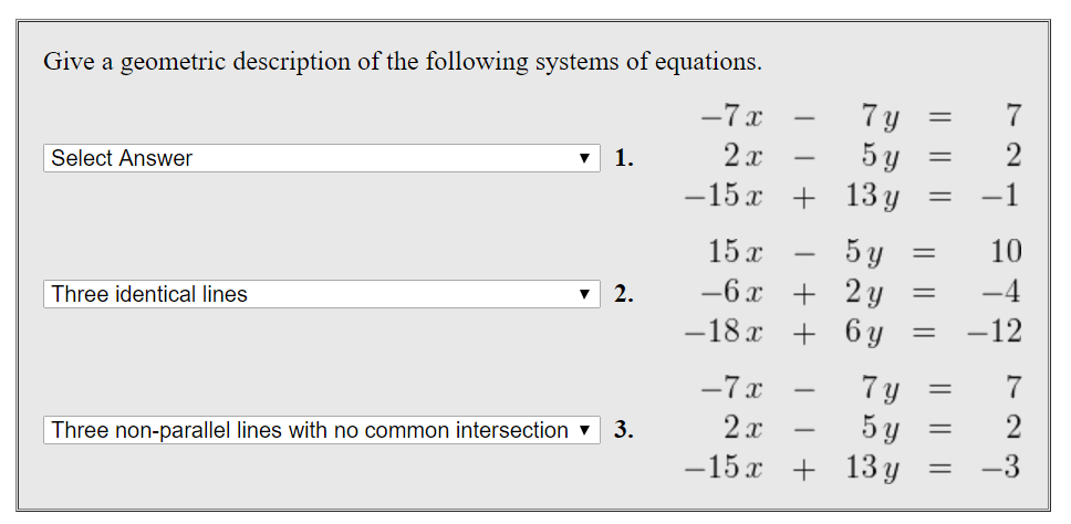 Solved Give a geometric description of the following systems | Chegg.com