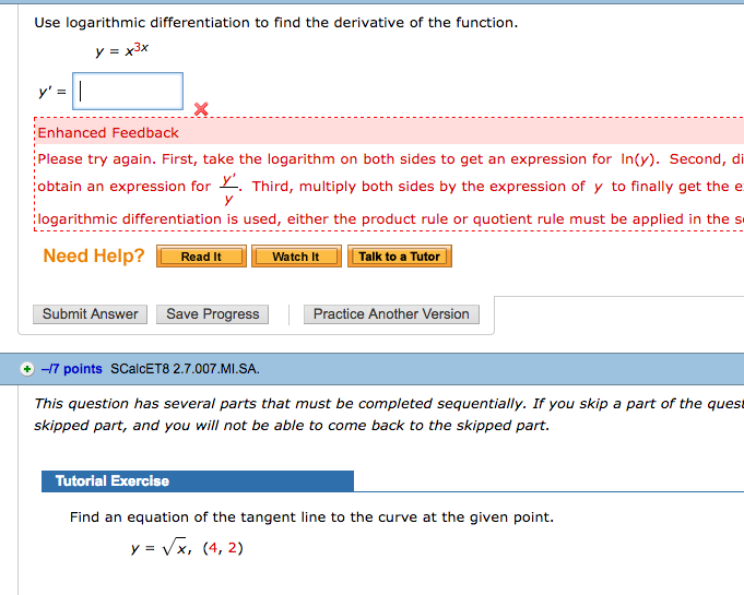 Solved Use Logarithmic Differentiation To Find The