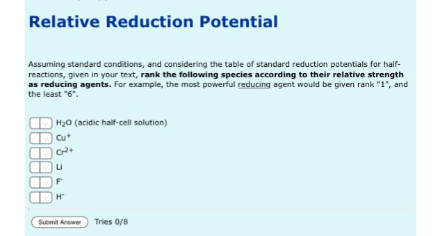 Solved Assuming standard conditions, and considering the | Chegg.com