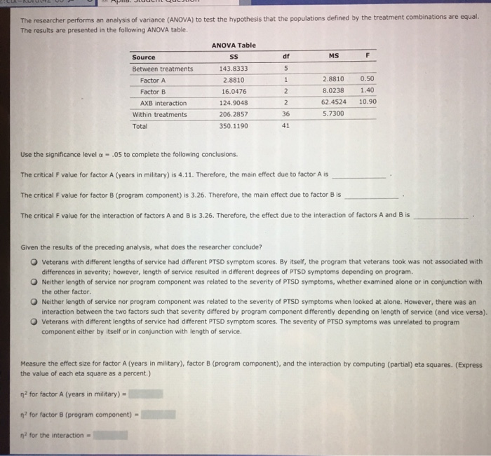 Solved 3. Measuring effect size for two-factor ANOVA Aa Aa皿 | Chegg.com