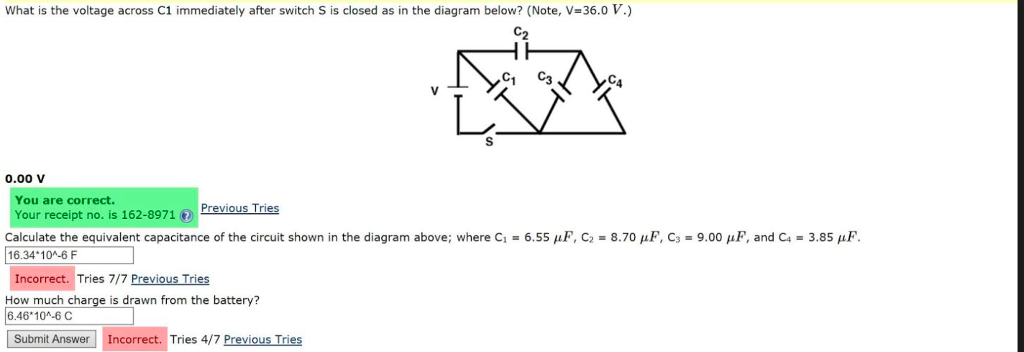 Solved What is the voltage across C1 immediately after | Chegg.com
