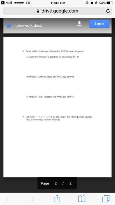 Solved Refer To The Recurrence Relation For The Fibonacci