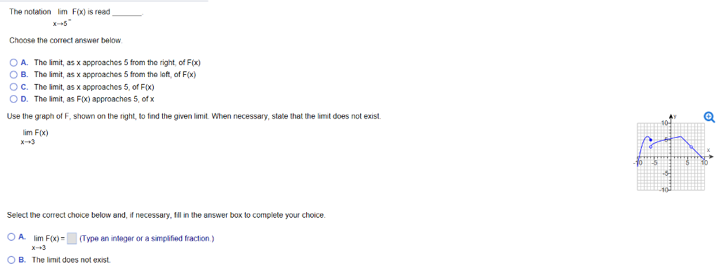 Solved The notation lim F(x) is read- Choose the correct | Chegg.com