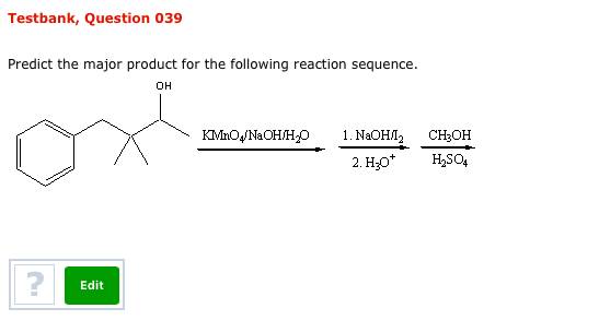 Solved Predict The Major Product For The Following Reaction