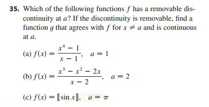 Which of the following functions f has a removable | Chegg.com