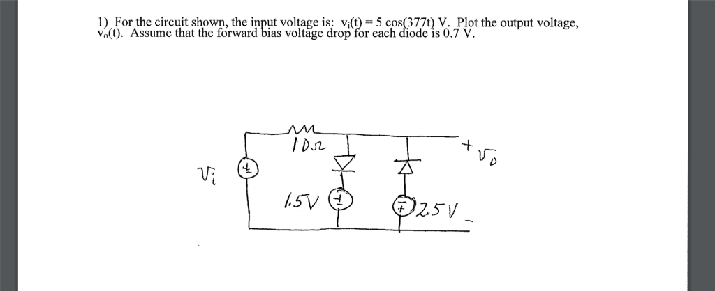 Solved For the circuit shown, the input voltage is: v_i(t) = | Chegg.com