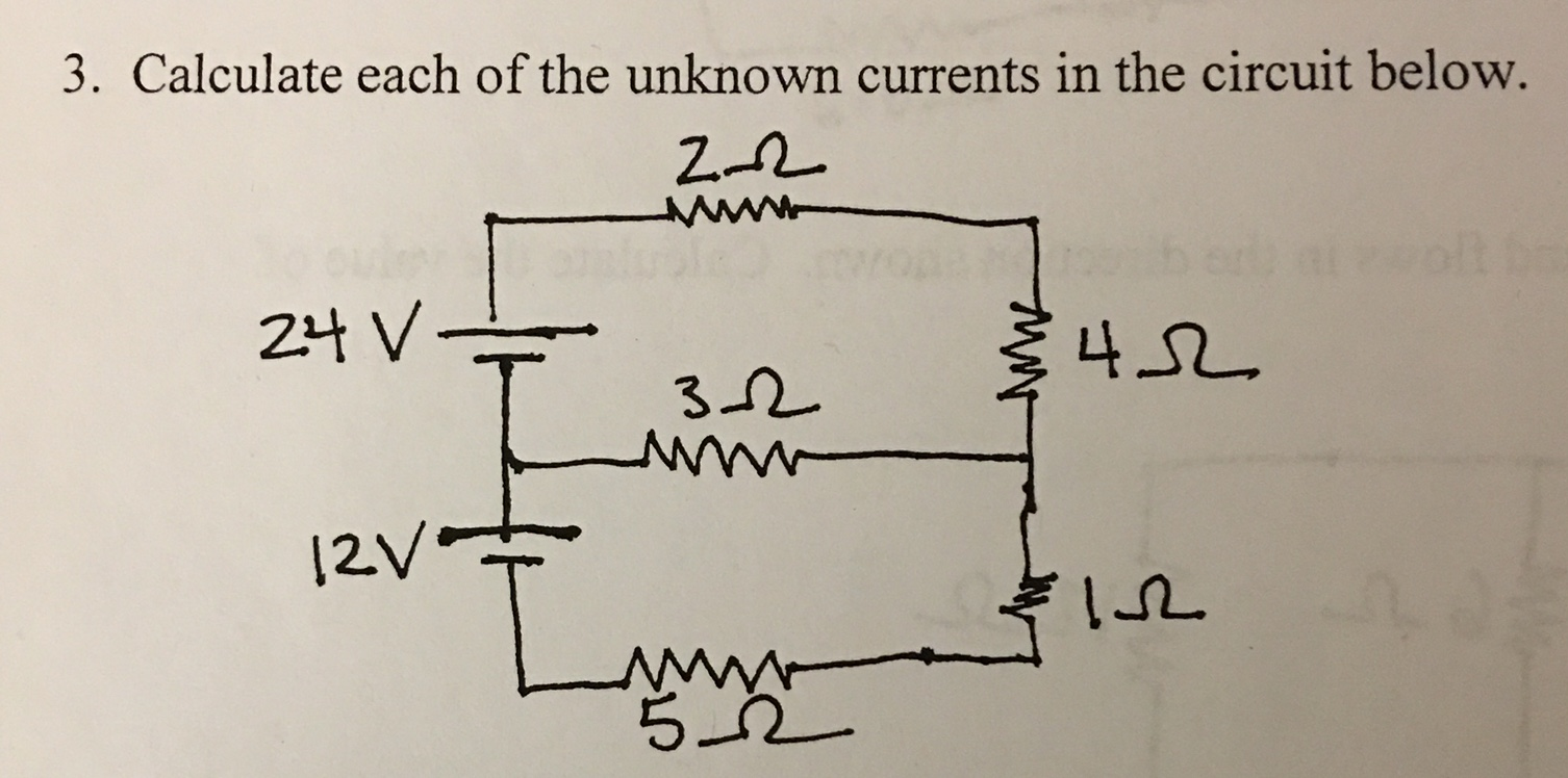 Solved 3. Calculate each of the unknown currents in the | Chegg.com