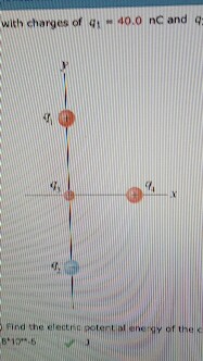 Solved Two particles, with charges of q1 = 40.0 nC and q2 | Chegg.com