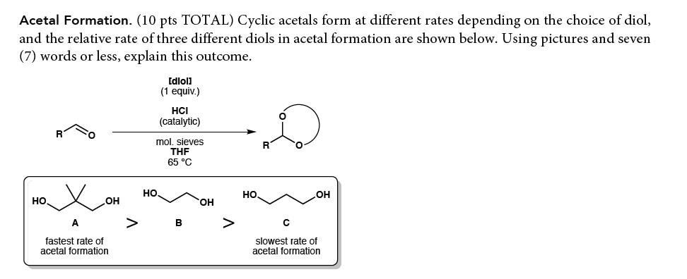 Solved Acetal Formation. (10 pts TOTAL) Cyclic acetals form | Chegg.com